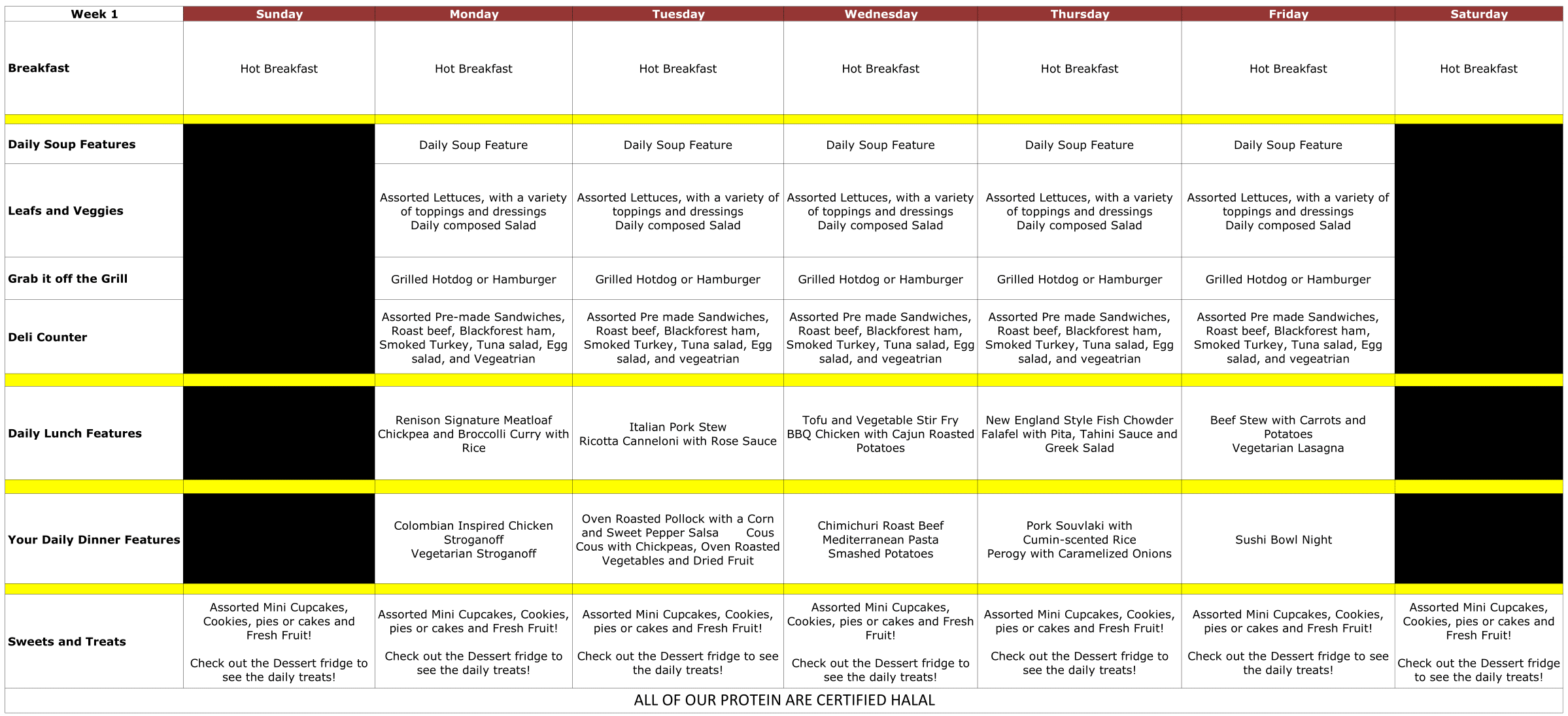 This Week's Menu | Renison Student Experience and Housing