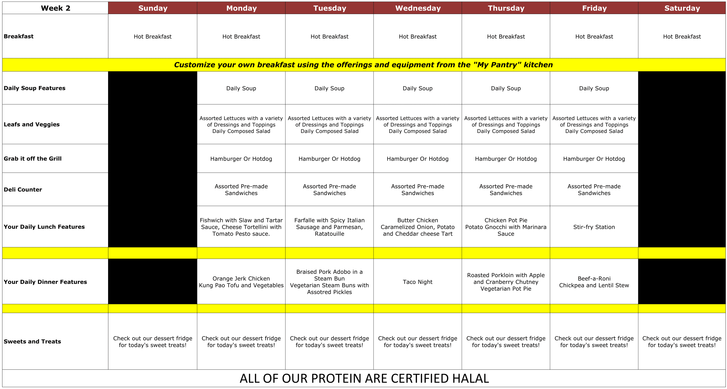 This Week's Menu | Renison Student Experience and Housing