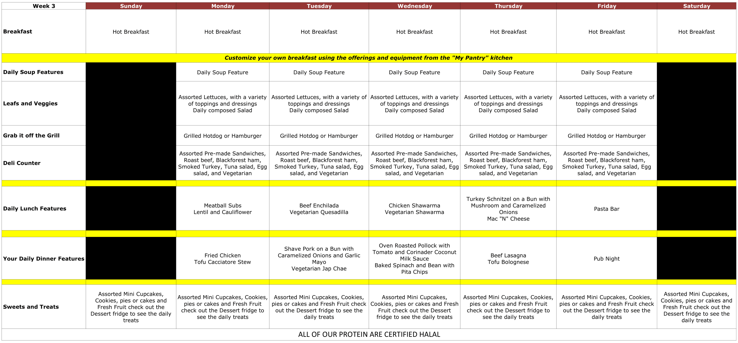 This Week's Menu | Renison Student Experience and Housing